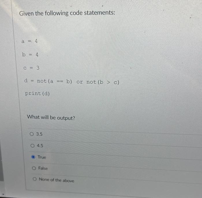 Solved Given the following code statements: r=7x=5y=5= | Chegg.com