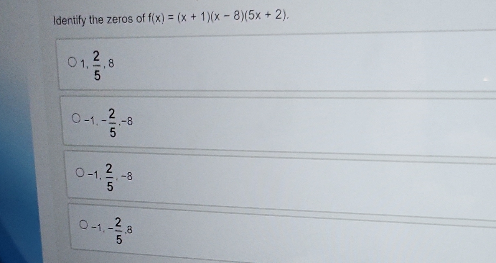 Solved Identify the zeros of | Chegg.com