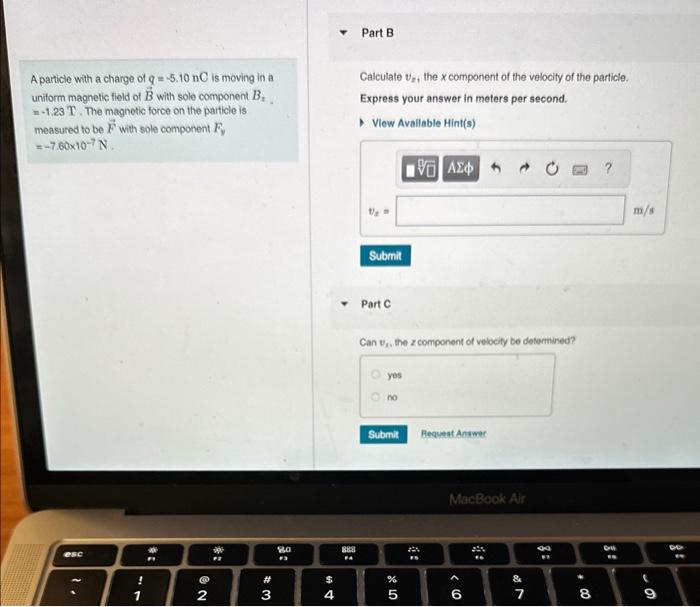 Solved A particle with a charge of q=−5.10nC is moving in a | Chegg.com