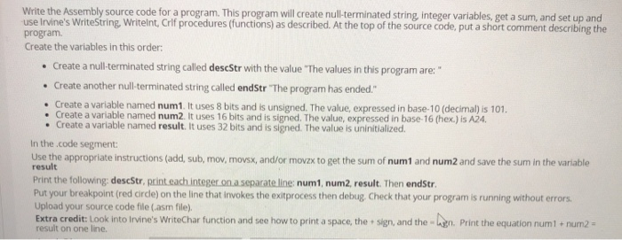 Solved Write the Assembly source code for a program. This | Chegg.com Solved Write the Assembly source code for a program. This | Chegg.com