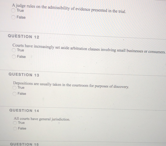 Solved A judge rules on the admissibility of evidence | Chegg.com