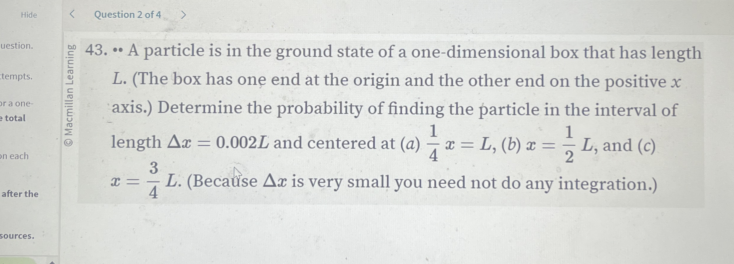 Solved Question 2 ﻿of 443. ﻿cdots A particle is in the | Chegg.com