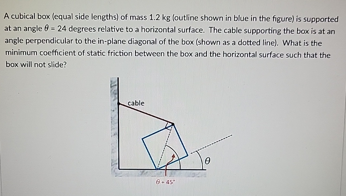 Solved A cubical box (equal side lengths) ﻿of mass | Chegg.com