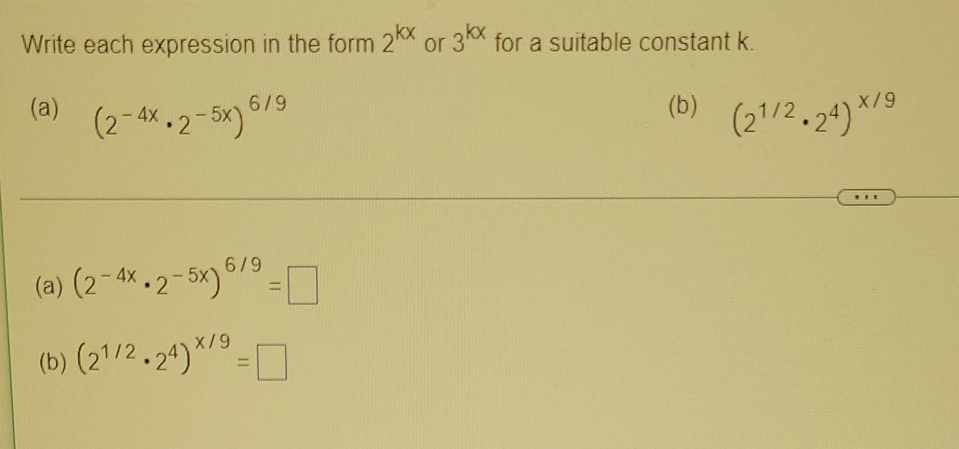 Solved Write each expression in the form 2kx or 3kx for a | Chegg.com
