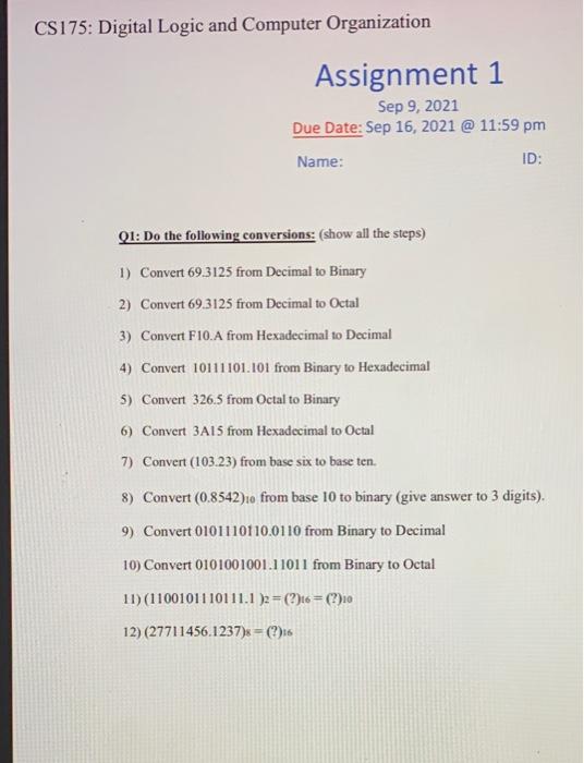 Solved CS175: Digital Logic and Computer Organization | Chegg.com