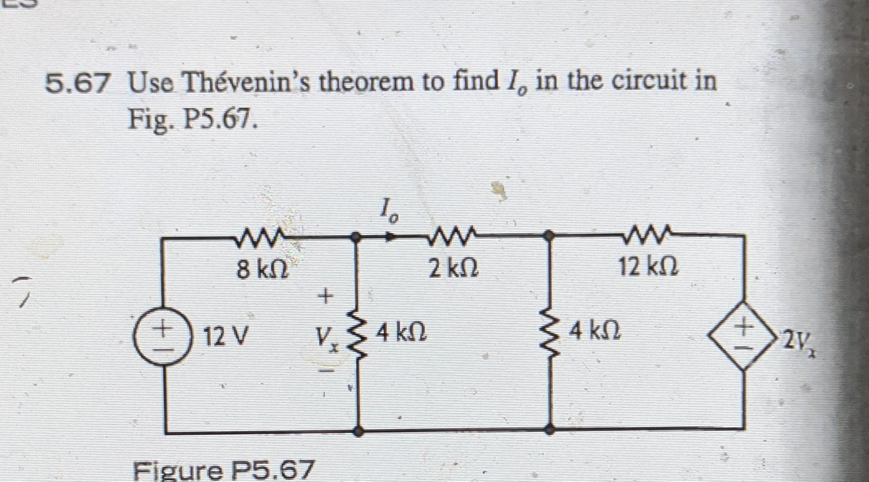 Solved 5.67 Use Thévenin's theorem to find I, in the circuit | Chegg.com
