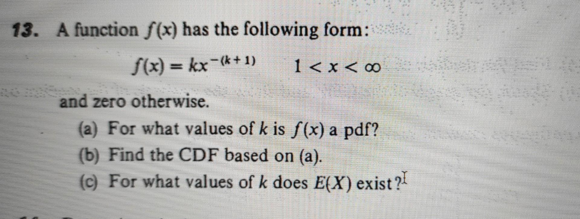 Solved 13. A function f(x) has the following form: | Chegg.com