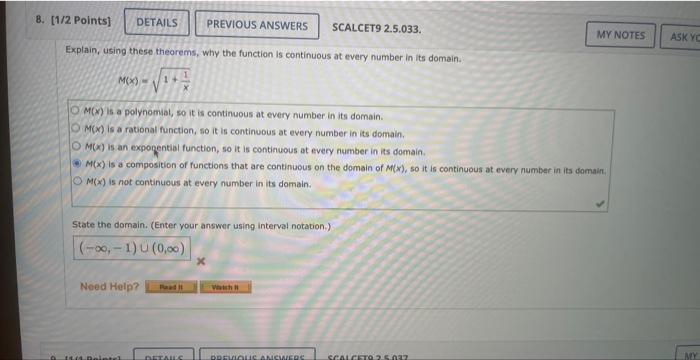 Solved Explain, using these theorems, why the function is | Chegg.com
