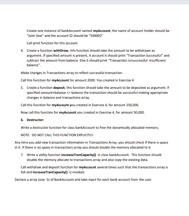 Solved Bank Account Design a class to represent bank | Chegg.com