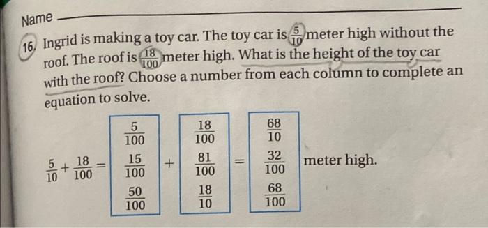 Solved Name 10 16 Ingrid Is Making A Toy Car The Toy Car Chegg
