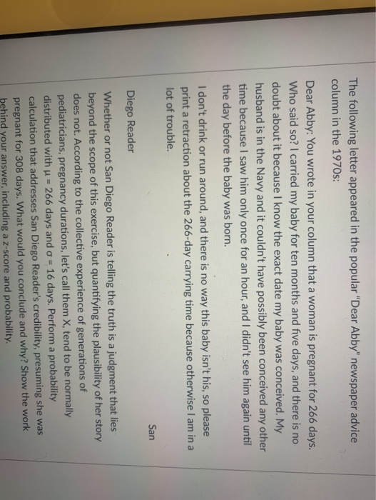 Solved The following letter appeared in the popular "Dear | Chegg.com