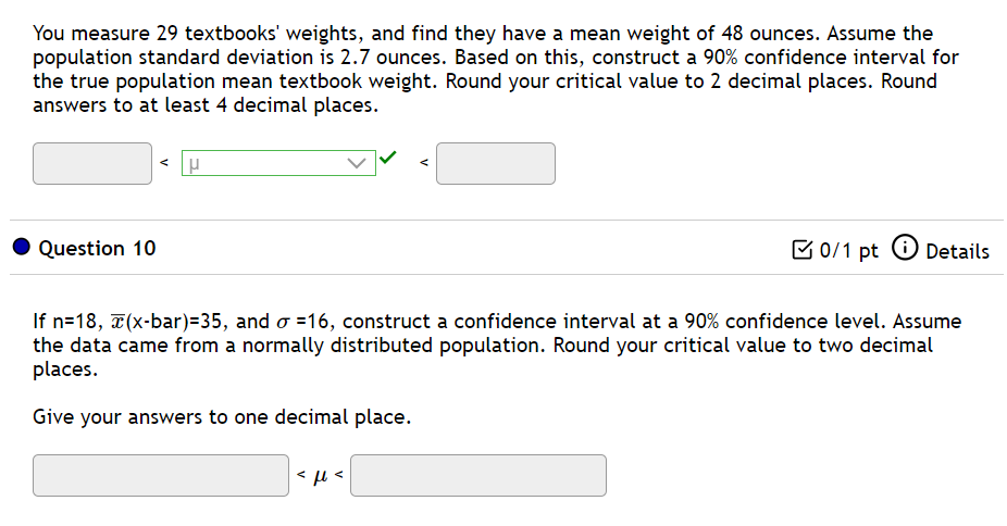 Solved You measure 29 ﻿textbooks' weights, and find they | Chegg.com
