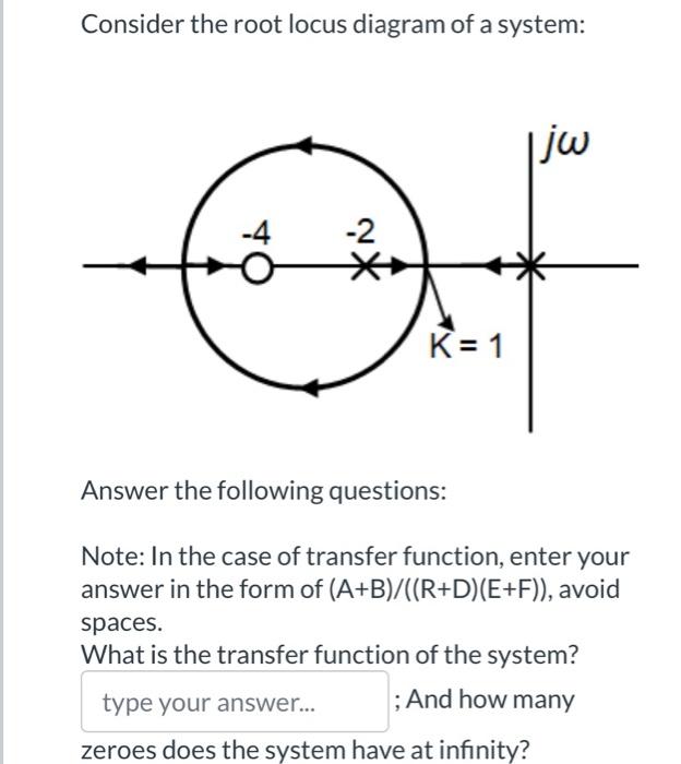 Solved Consider the root locus diagram of a system: Answer | Chegg.com
