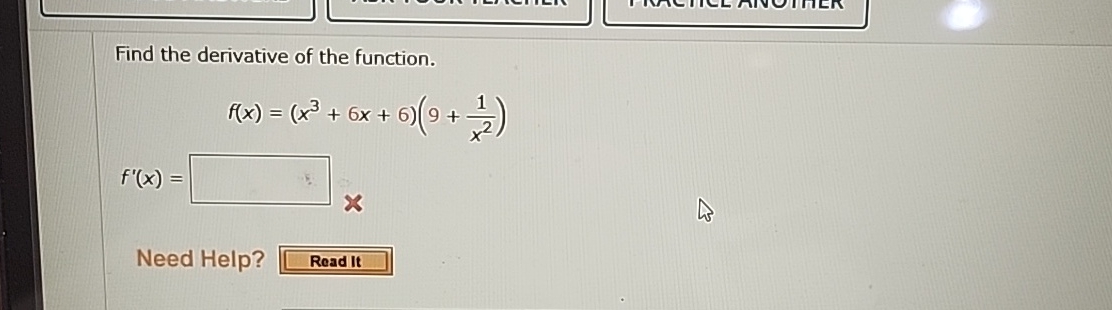 Solved Find the derivative of the | Chegg.com