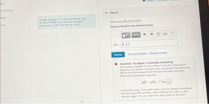 Solved A buffer contains 0.15 mol of propionic acid | Chegg.com