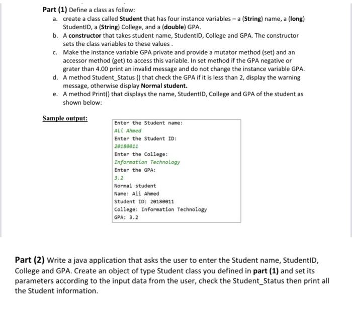 Solved Part 1 Define A Class As Follow A Create A Class