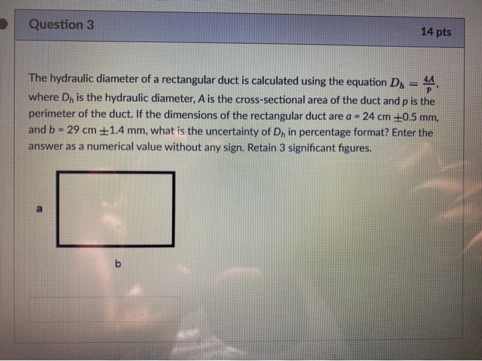 Solved Question 3 14 pts The hydraulic diameter of a | Chegg.com
