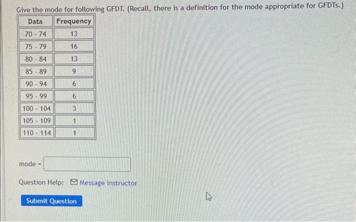 Solved Give the mode for following GFDT. (Recall, there is a | Chegg.com
