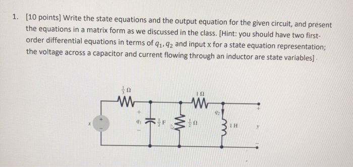 Solved Write the state equations and the output equation for | Chegg.com