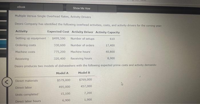 Solved Multiple Versus Single Overhead Rates, Activity | Chegg.com