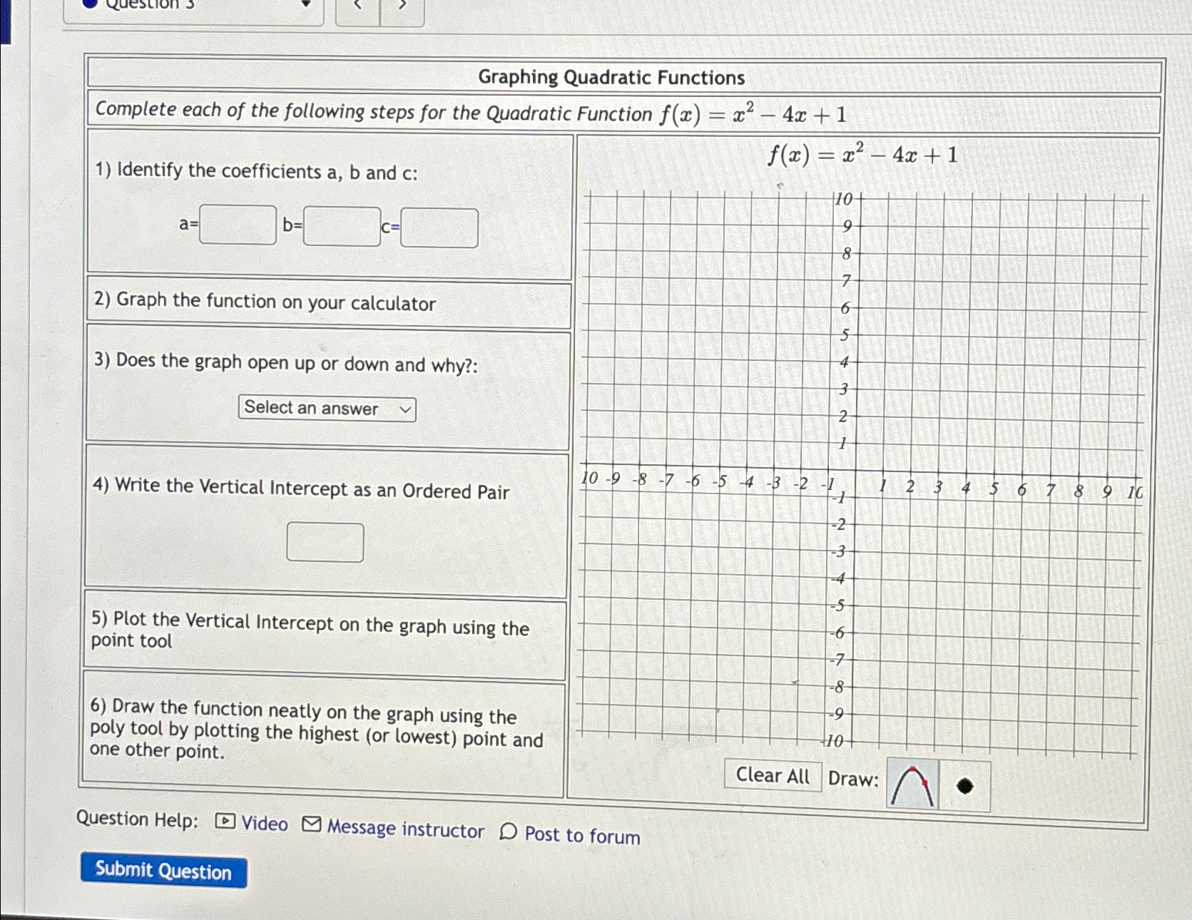 Solved Graphing Quadratic Functionscomplete Each Of The