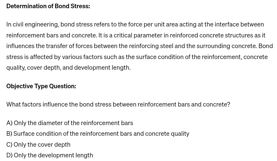Solved Determination of Bond Stress:In civil engineering, | Chegg.com