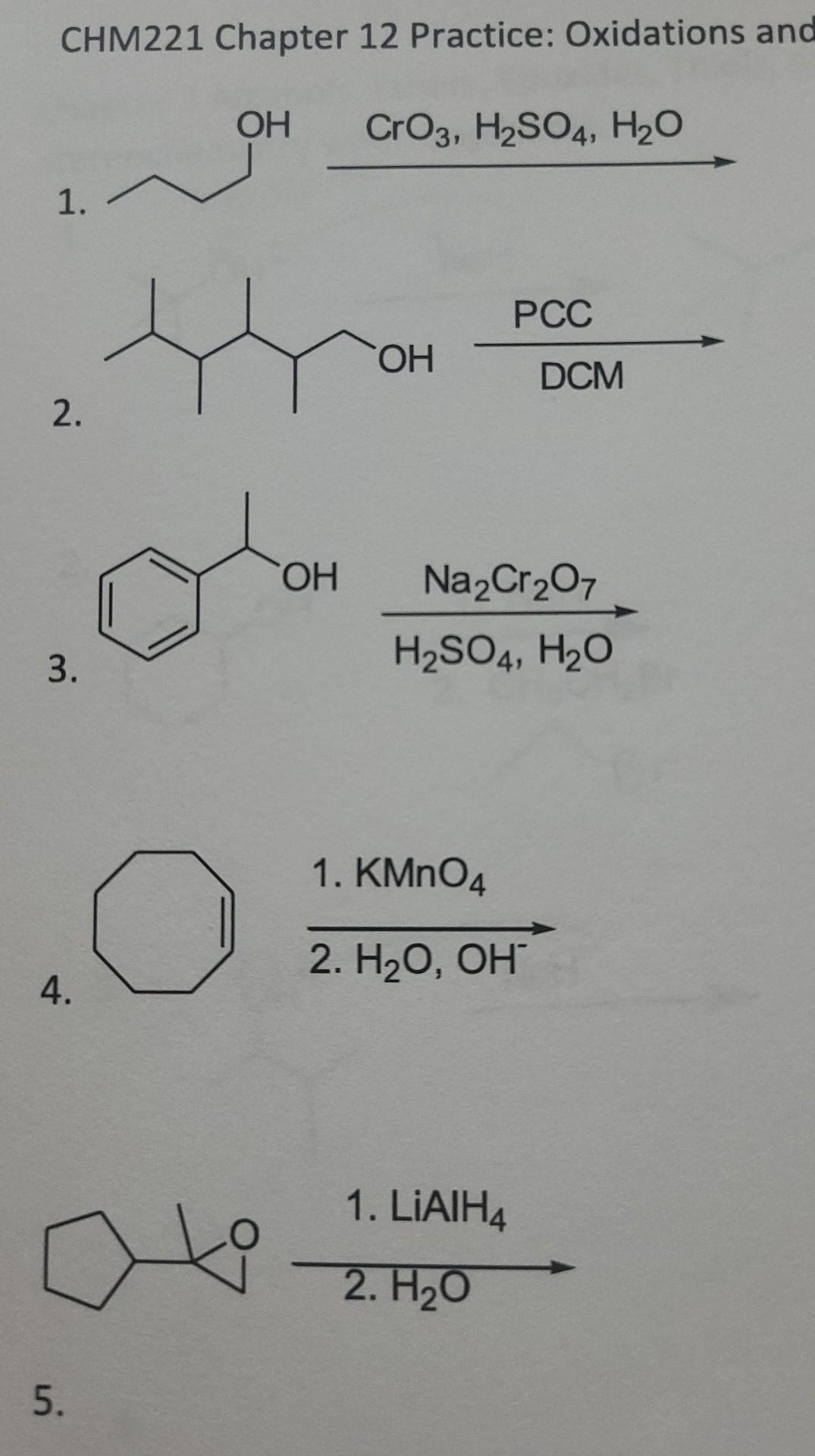 Solved CHM221 Chapter 12 Practice: Oxidations and ОН CrO3, | Chegg.com