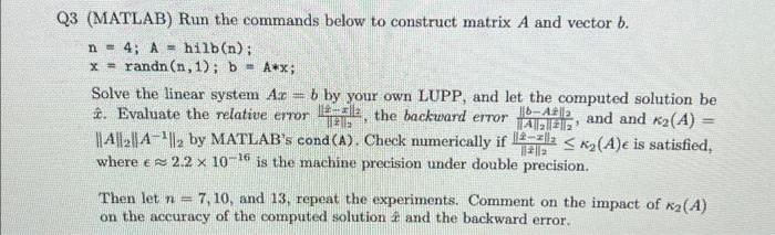 Solved 33 (MATLAB) Run the commands below to construct | Chegg.com