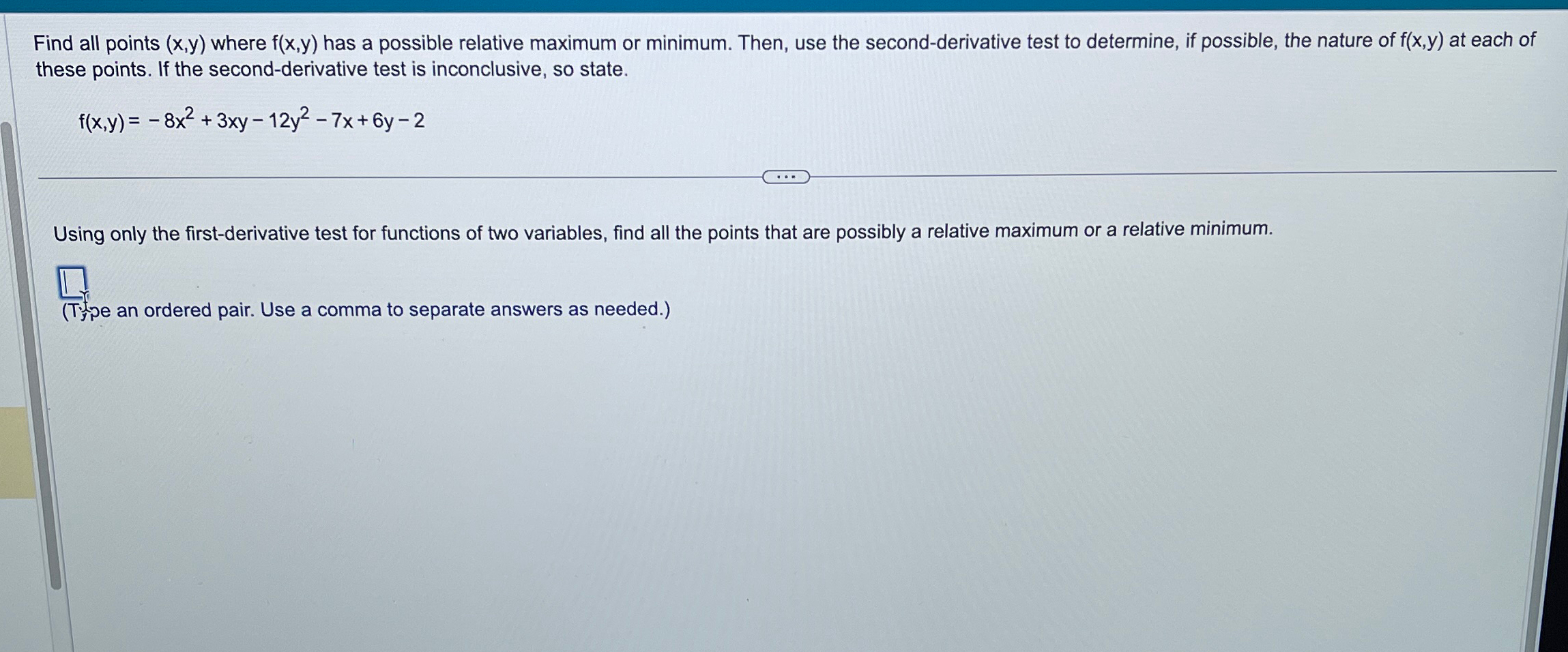 Solved Find all points (x,y) ﻿where f(x,y) ﻿has a possible | Chegg.com