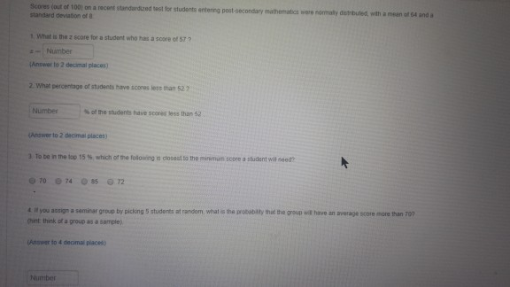 Solved Scores (out of 100 on a recent standardized test for | Chegg.com