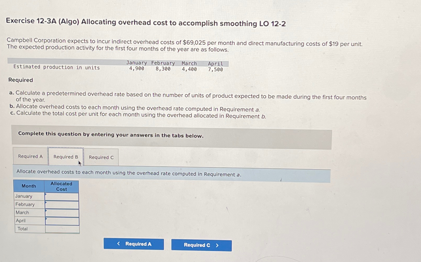 Solved Exercise 12-3A (Algo) ﻿Allocating overhead cost to | Chegg.com