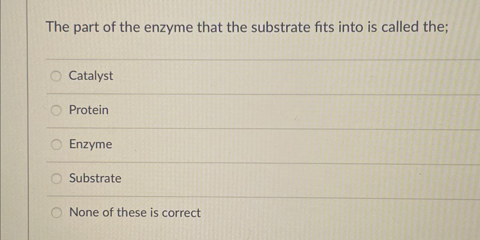 Solved The part of the enzyme that the substrate fits into | Chegg.com