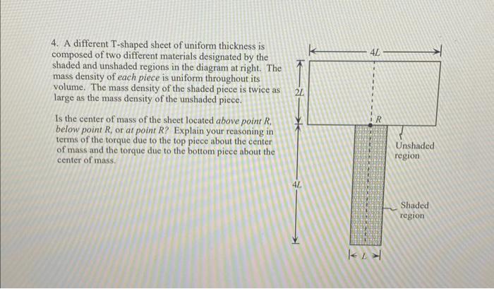 Solved 4. A different T-shaped sheet of uniform thickness is | Chegg.com