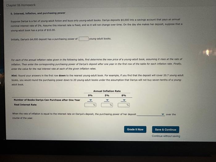 Solved 5. Interest, inftation, and purchasing power Suppose | Chegg.com