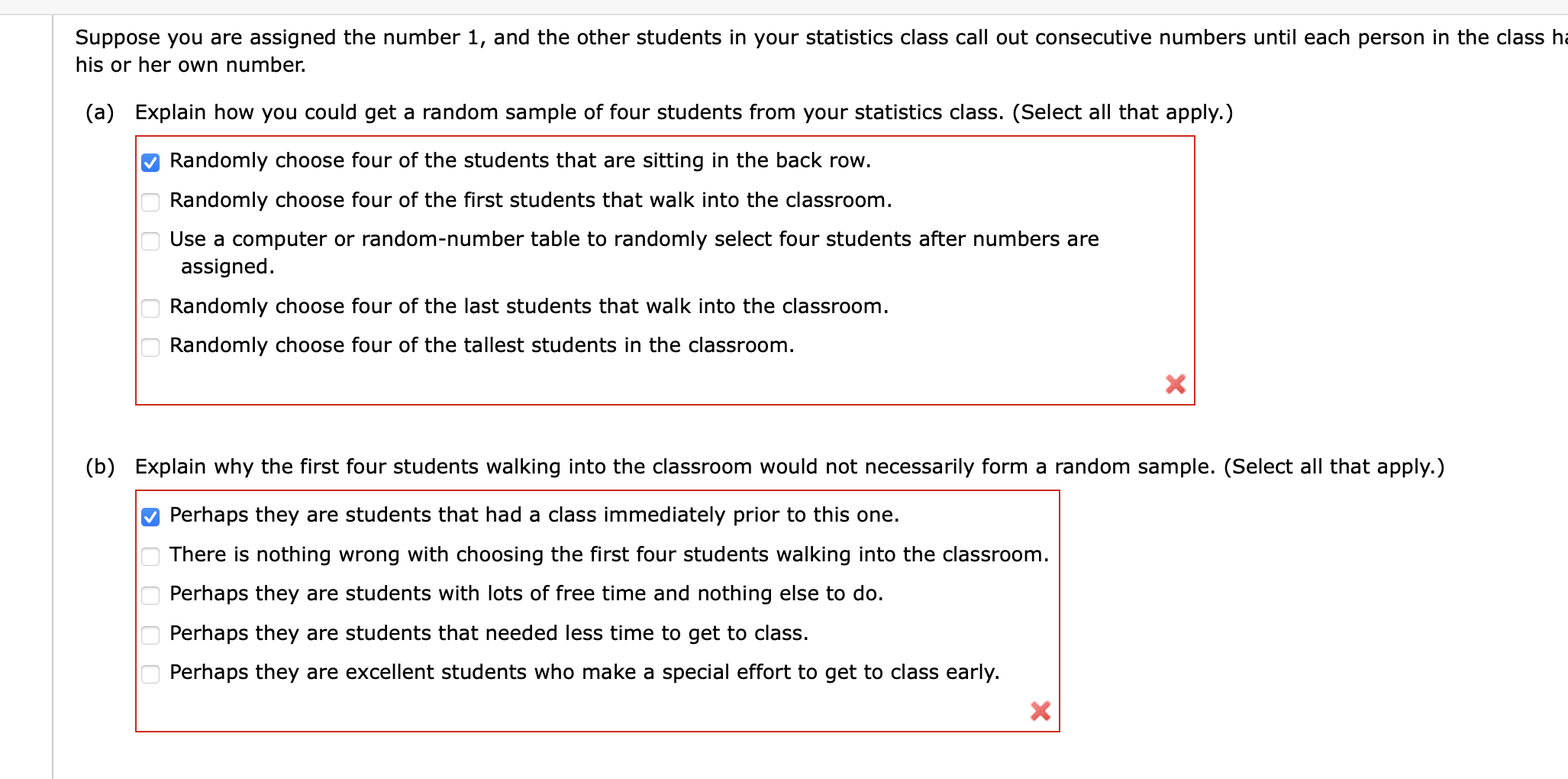 Solved (c) ﻿Explain why four students coming in late would | Chegg.com