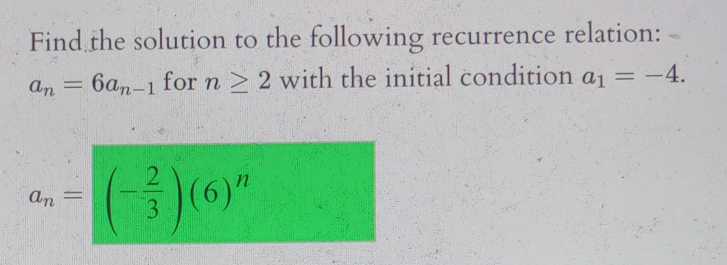 Solved Solve the recurrence relation an=an−1+2n with a0=1. | Chegg.com