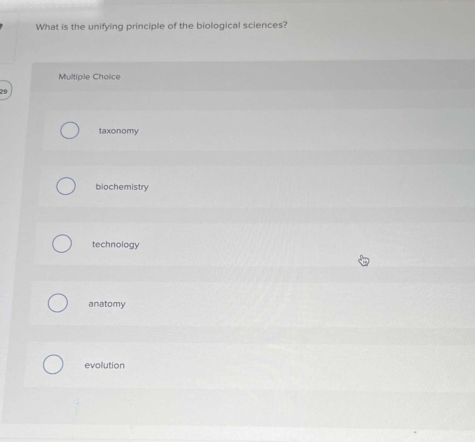 Solved What is the unifying principle of the biological | Chegg.com