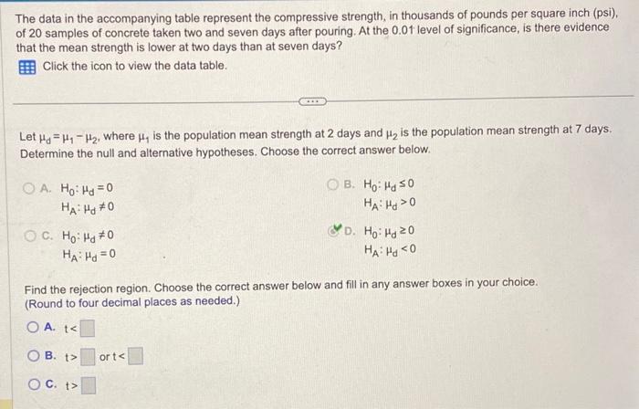 Solved The data in the accompanying table represent the | Chegg.com