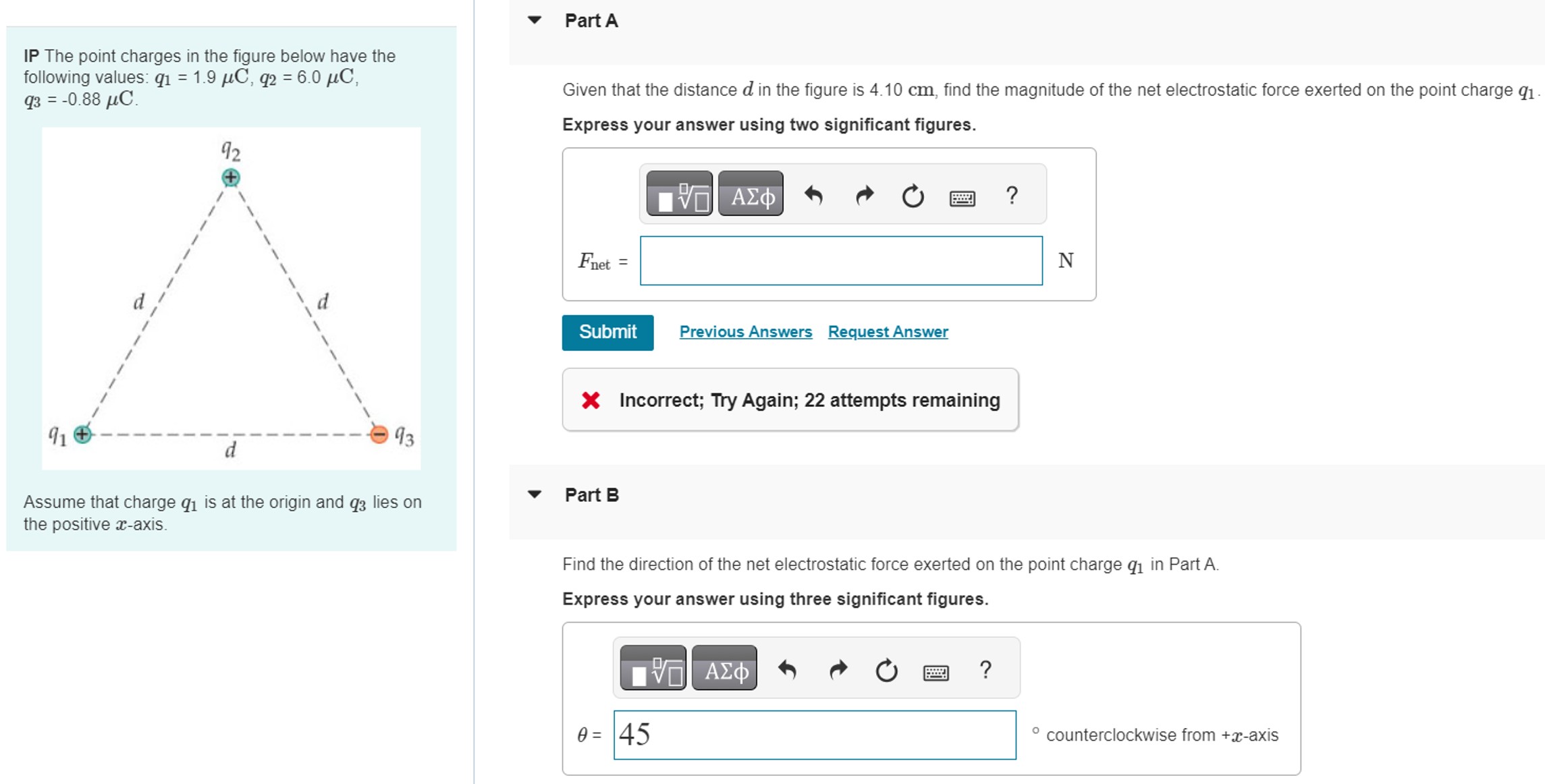 Solved Part AIP The point charges in the figure below have | Chegg.com