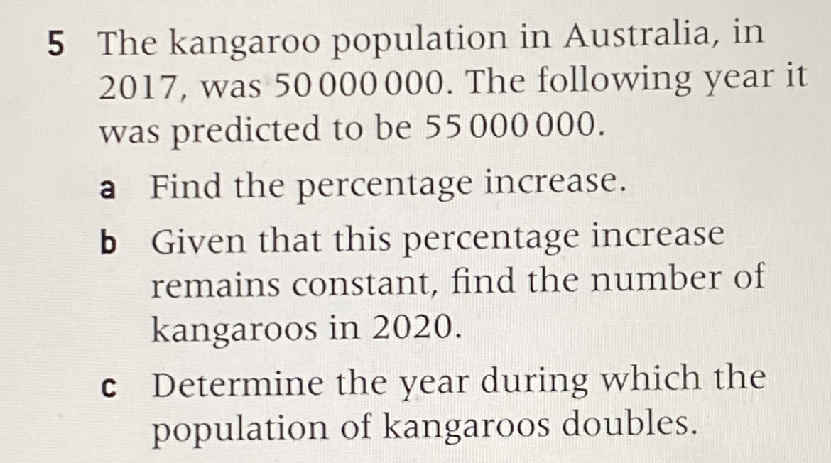 Solved 5 ﻿The kangaroo population in Australia, in 2017, | Chegg.com
