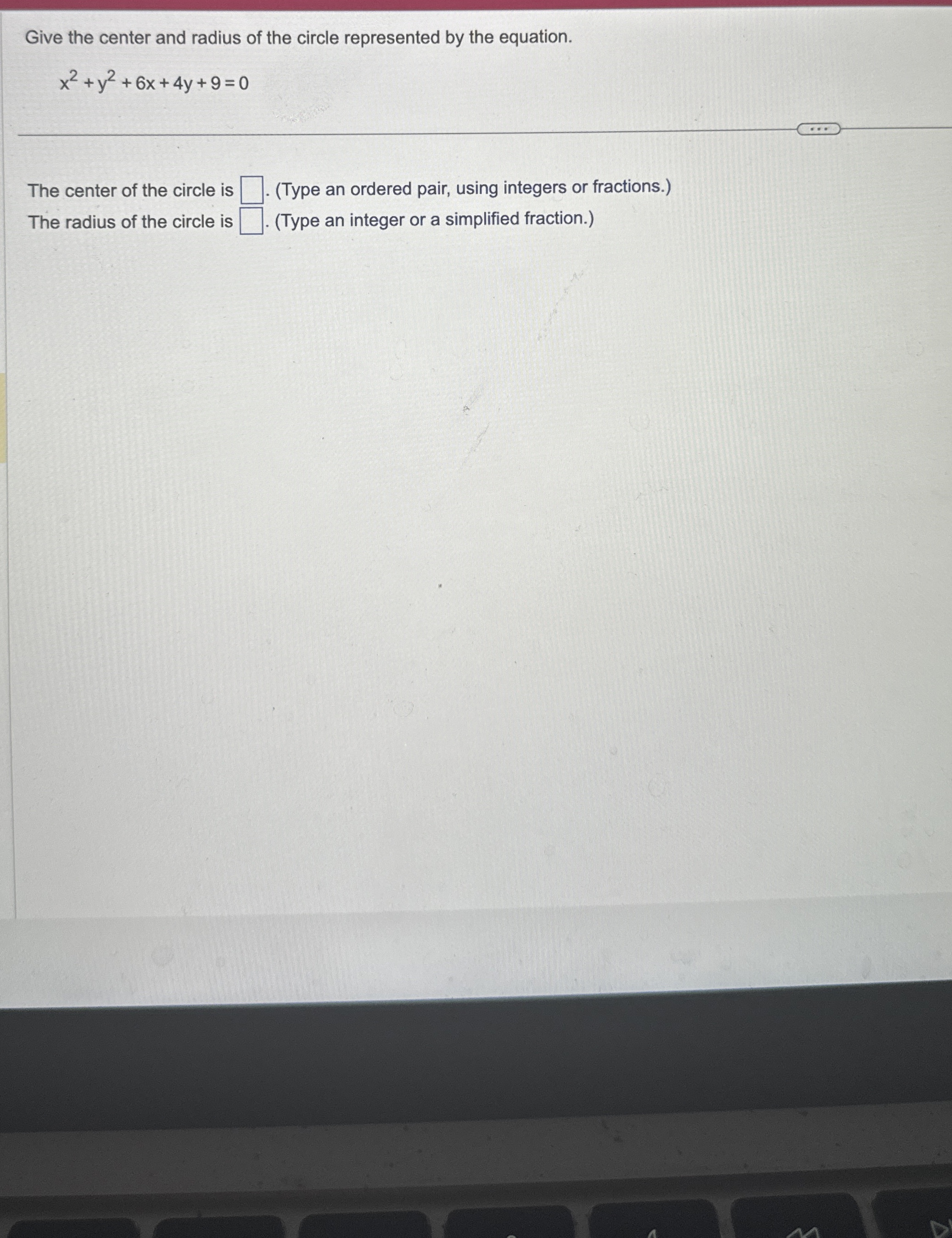 Solved Give the center and radius of the circle represented | Chegg.com