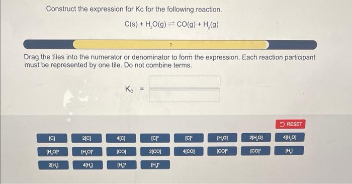Solved Construct the expression for Kc for the following | Chegg.com