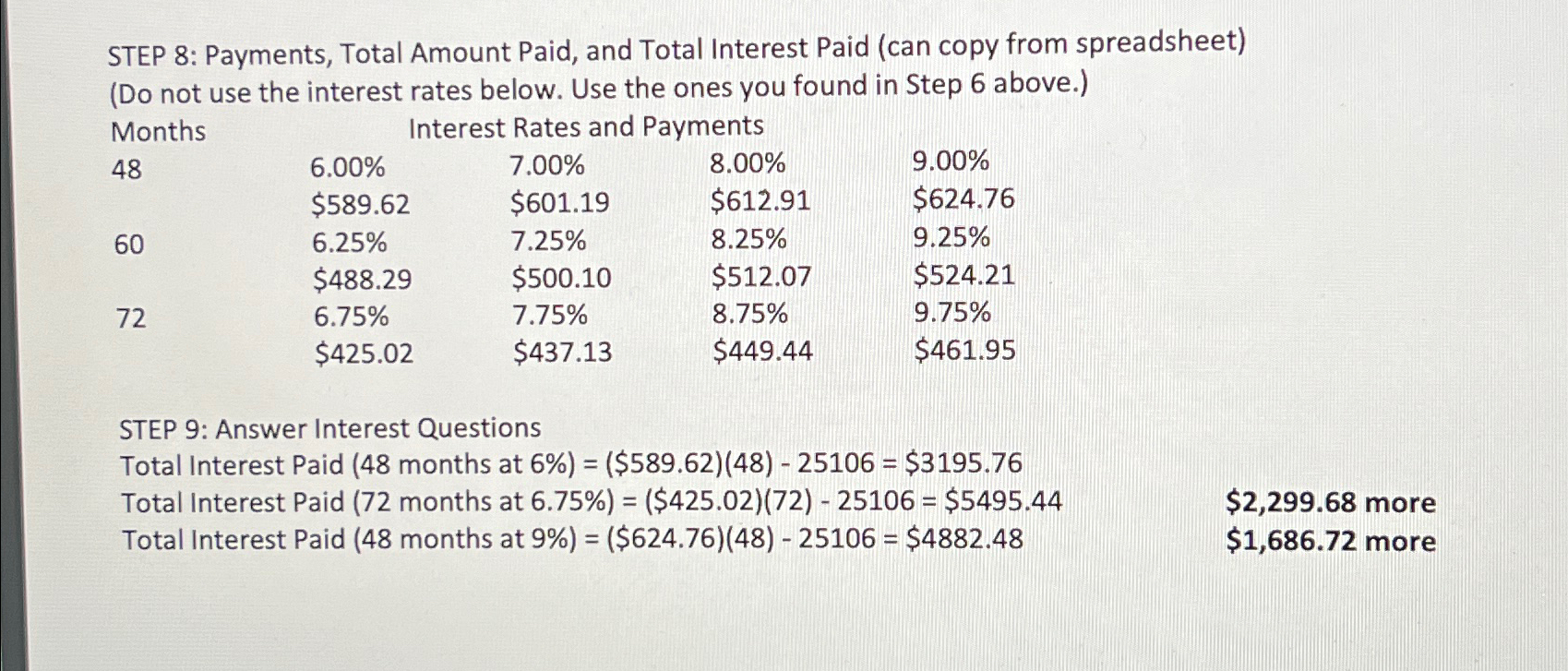 STEP 8: Payments, Total Amount Paid, and Total | Chegg.com