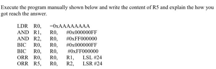 Solved Execute the program manually shown below and write | Chegg.com