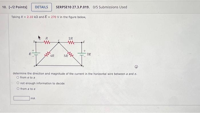 Solved 10. [-/2 points) DETAILS SERPSE 10 27.3.P.019. 0/5 | Chegg.com Solved 10. [-/2 points) DETAILS SERPSE 10 27.3.P.019. 0/5 | Chegg.com