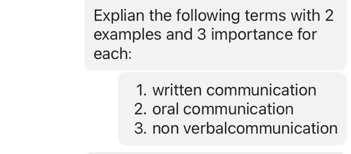 Explian the following terms with 2 examples and 3 | Chegg.com