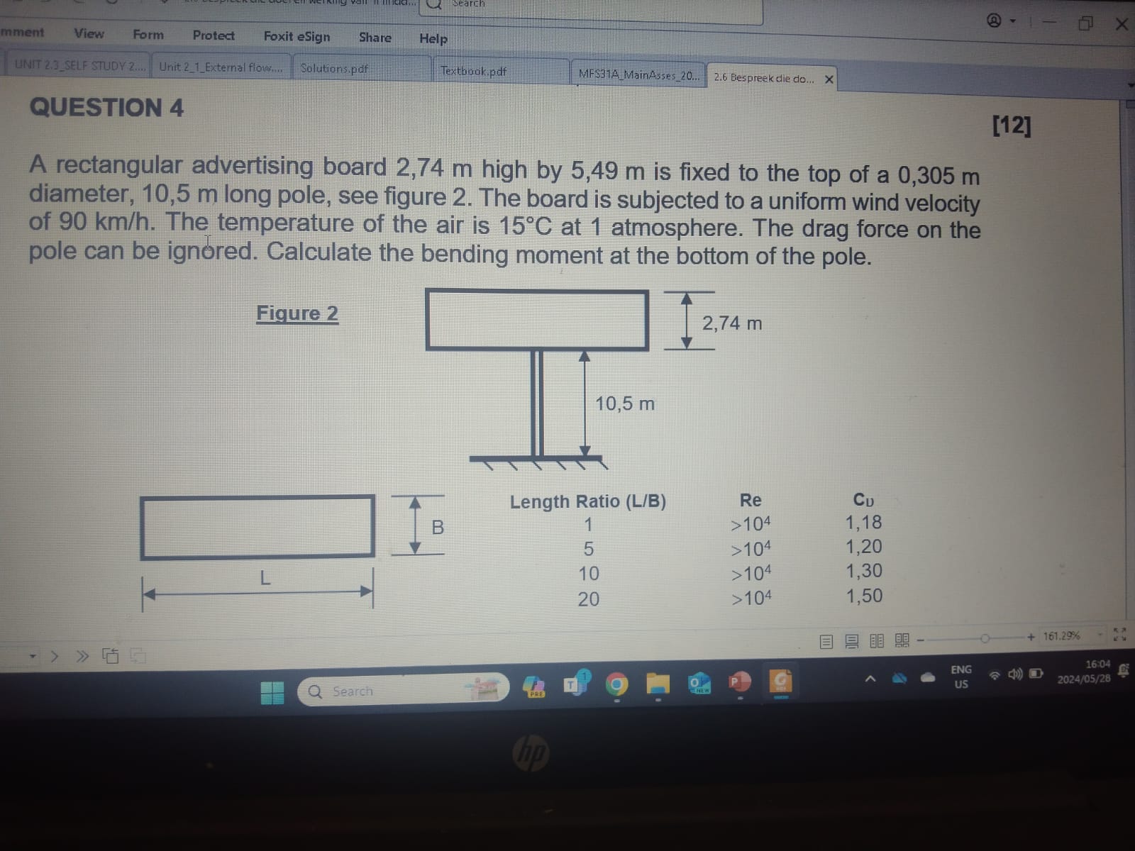 Solved QUESTION 4A rectangular advertising board 2,74m ﻿high | Chegg.com