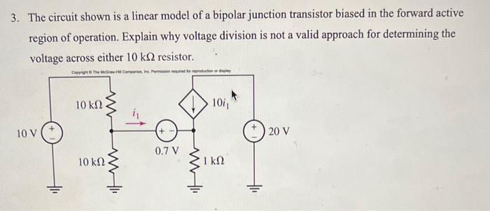 Solved 3. The circuit shown is a linear model of a bipolar | Chegg.com