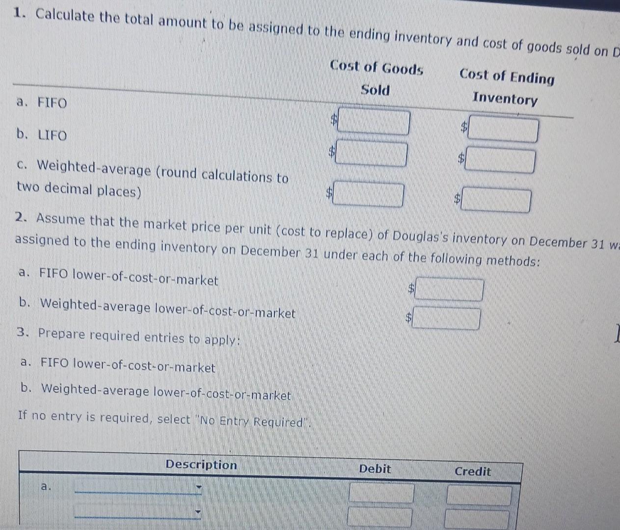 Solved Cost Allocation and Lower-of-Cost-or-Market Douglas | Chegg.com
