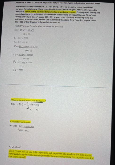 Solved Questien 4, Step Ir Calculate ary values not provided | Chegg.com